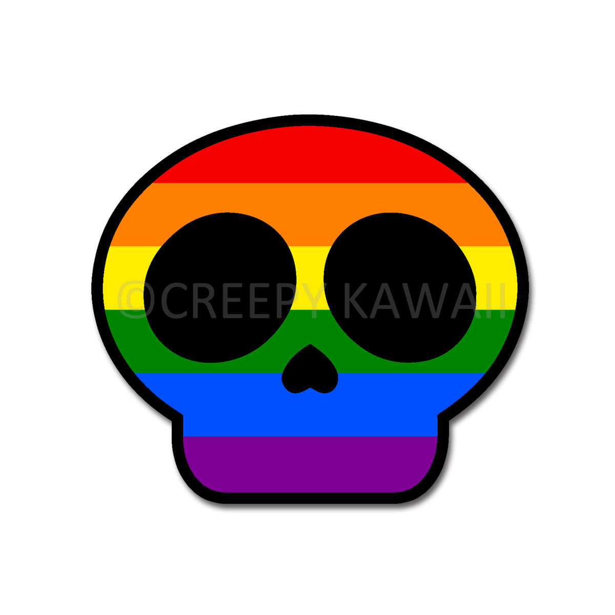 Creepy Kawaii Skull (Pride Edition) - 3 Inch Weatherproof Vinyl Sticke